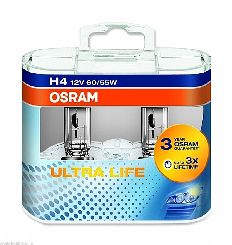 Just Motor - מבית אבי חלקי חילוף | זוג נורות OSRAM ULTRA LIFE H4 פי 3 חיים
